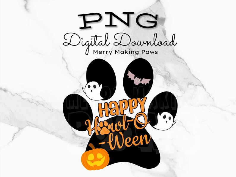 Happy Howl-o-ween Dog Paw Print Png Clipart|ghost|pumpkins|great for ...