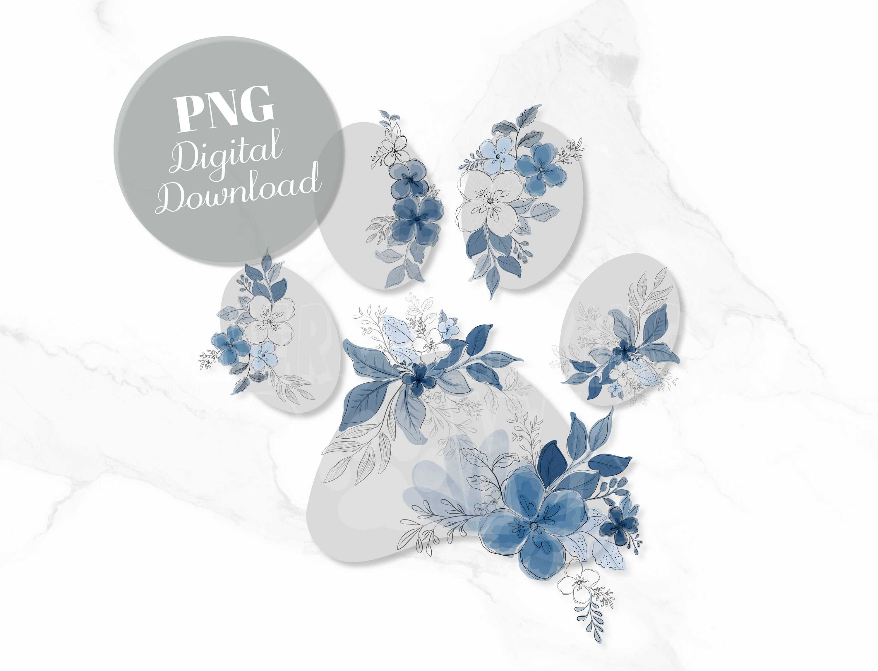 Blue Flower Paw Print. PNG Digital Download Paw Print.great for ...