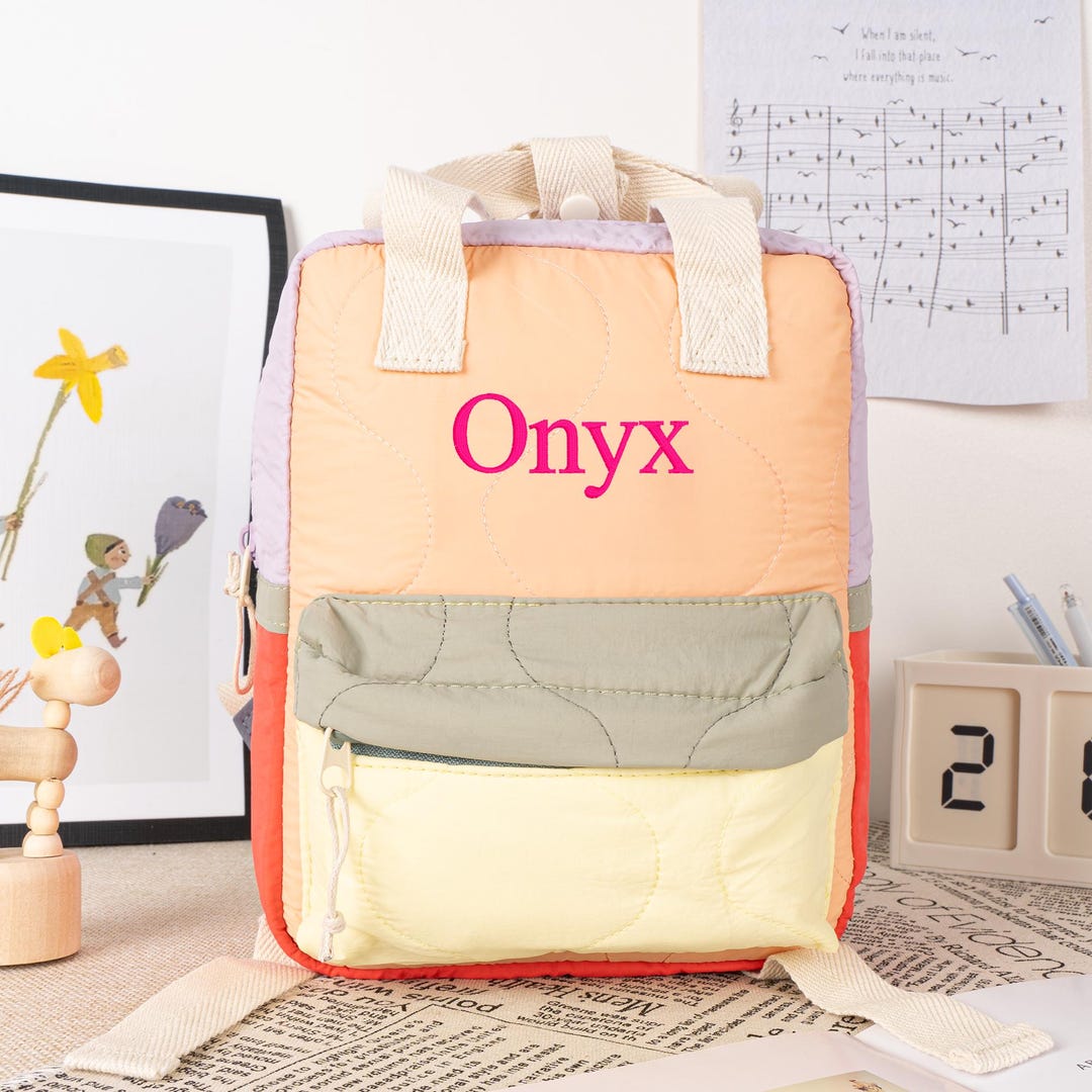 Toddler Backpack Personalized Little Boys Patchwork Backpack Mini Kids ...