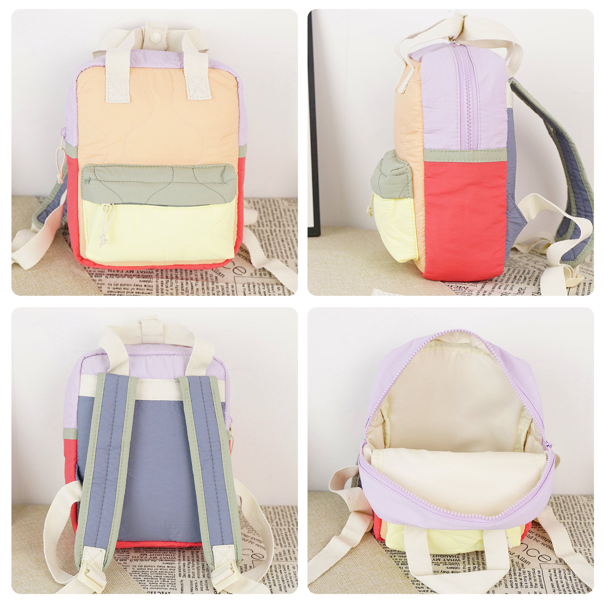 Toddler Backpack Personalized Little Boys Patchwork Backpack Mini Kids ...