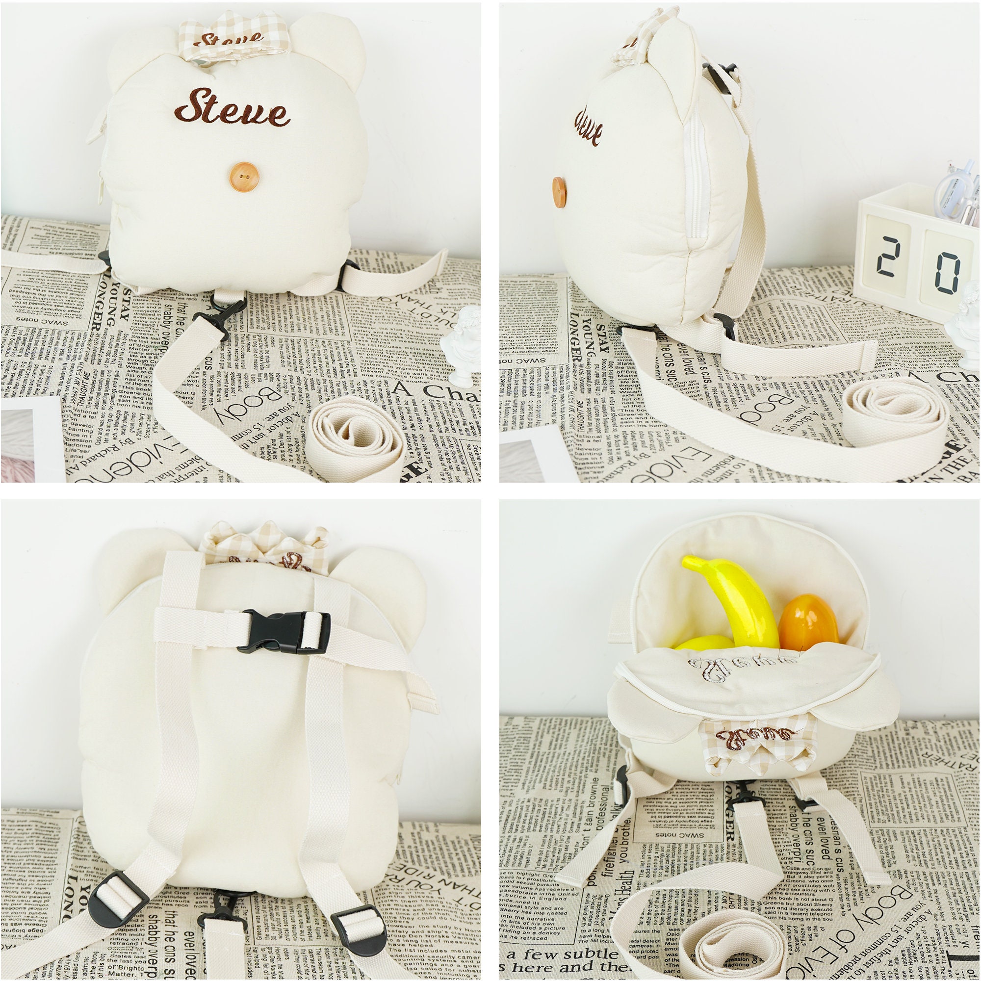 Personalized Toddler Backpack Girls Teddy Bear Mini Backpack Name ...