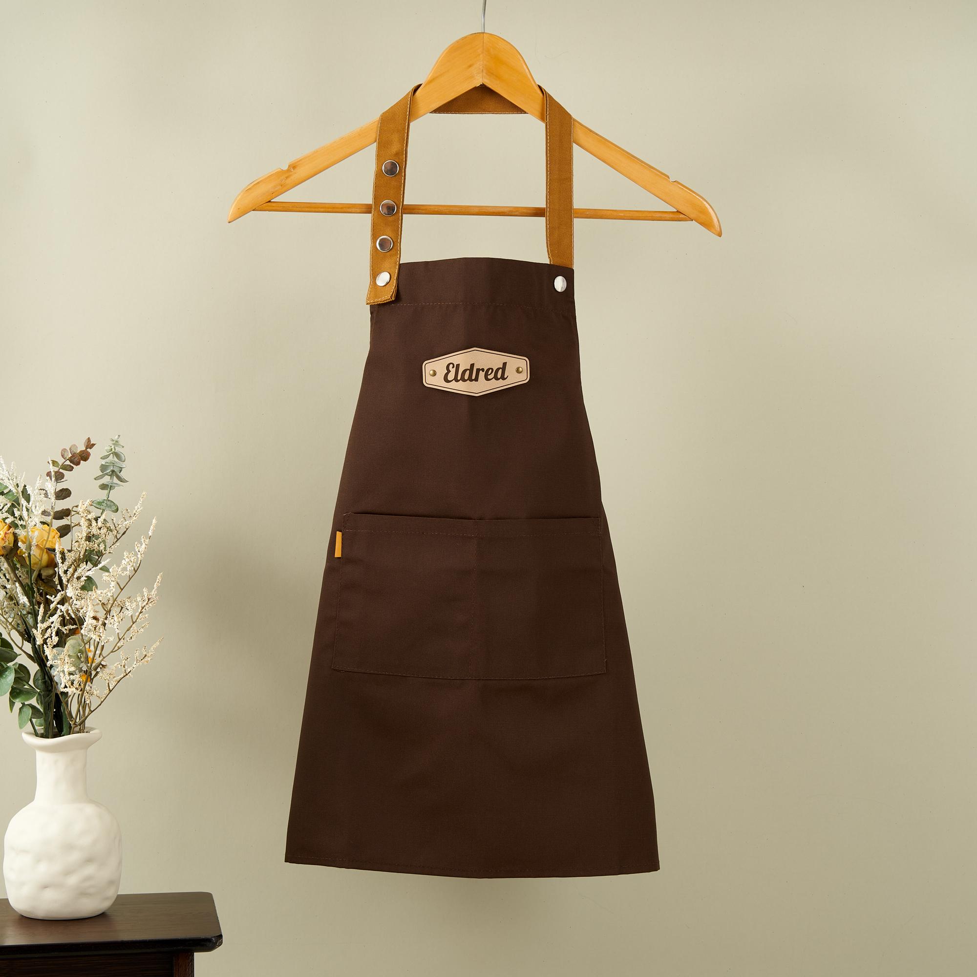Personalized Canvas Apron Set, Custom Leather Label, Adult & Kid Sizes ...