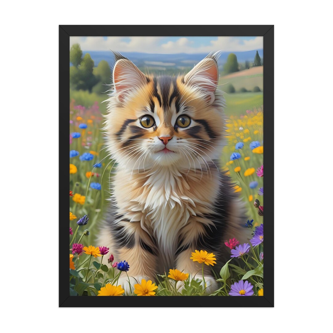Bumblebee Garden Kitten Framed Poster - Etsy