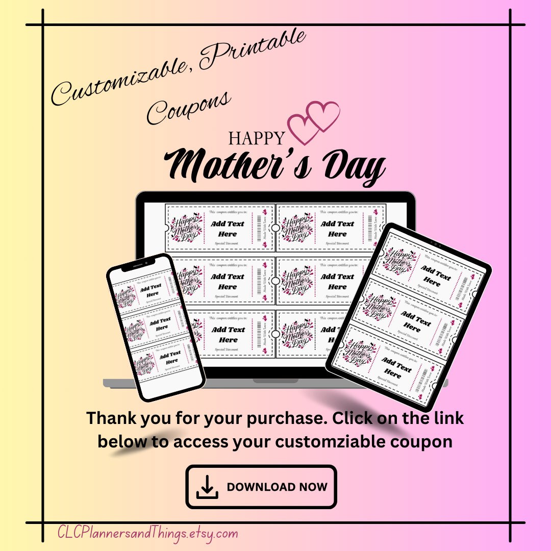 Personalized Mother's Day Template Editable Mother's Day Coupon ...