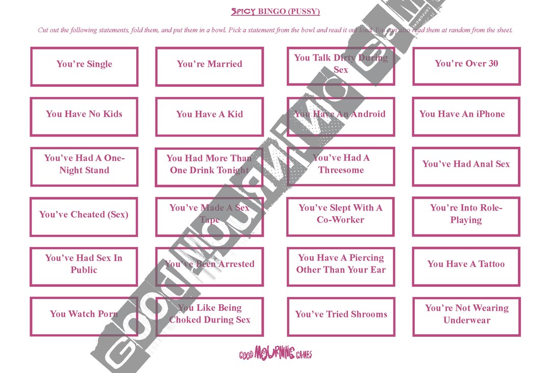 Bingo SPICY VERSION sleepover Game - Etsy