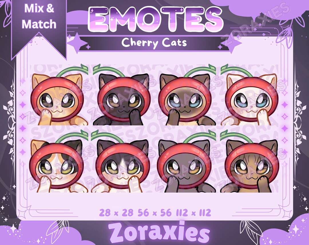 Matching Cat Emotes twitch Discord Cherry Heart Matching Best Friend ...