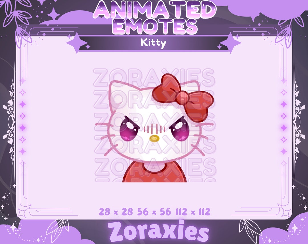 1x Animated Cute Kawaii Angry Plush Kitty Emote Hello Twitch / Youtube ...