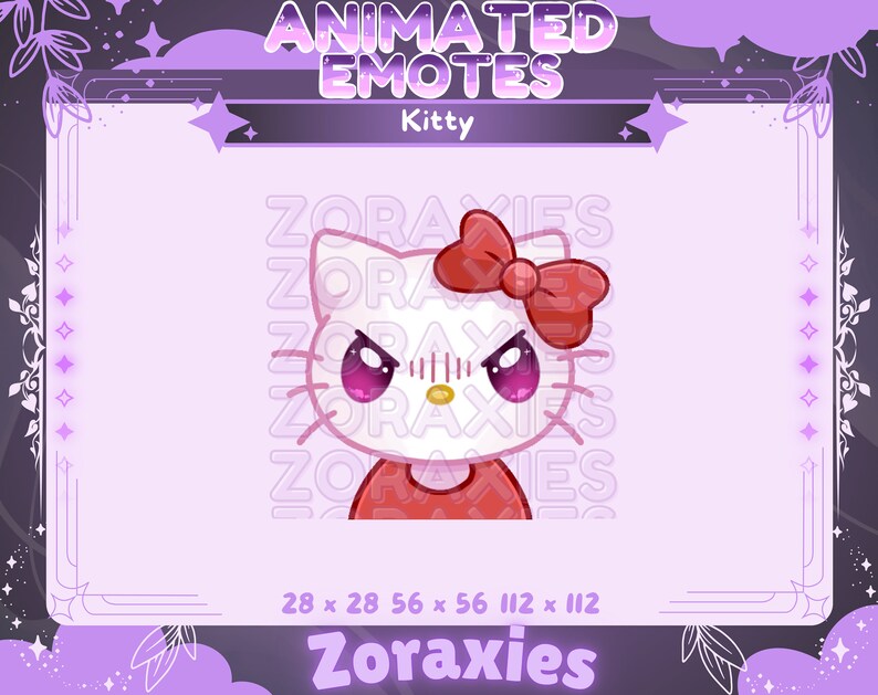 1x Animated Cute Kawaii Angry Plush Kitty Emote Hello Twitch / Youtube ...