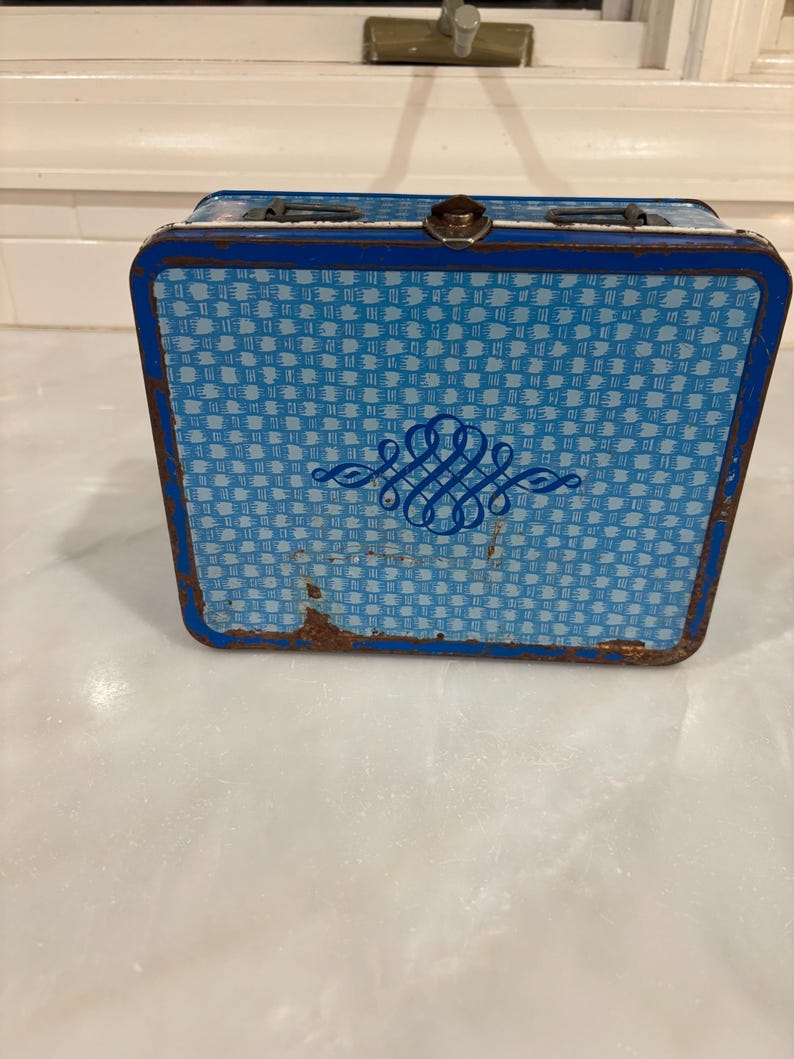 Vintage Metal Lunch Box 1968 Ohio Art Blue Basketweave - Etsy