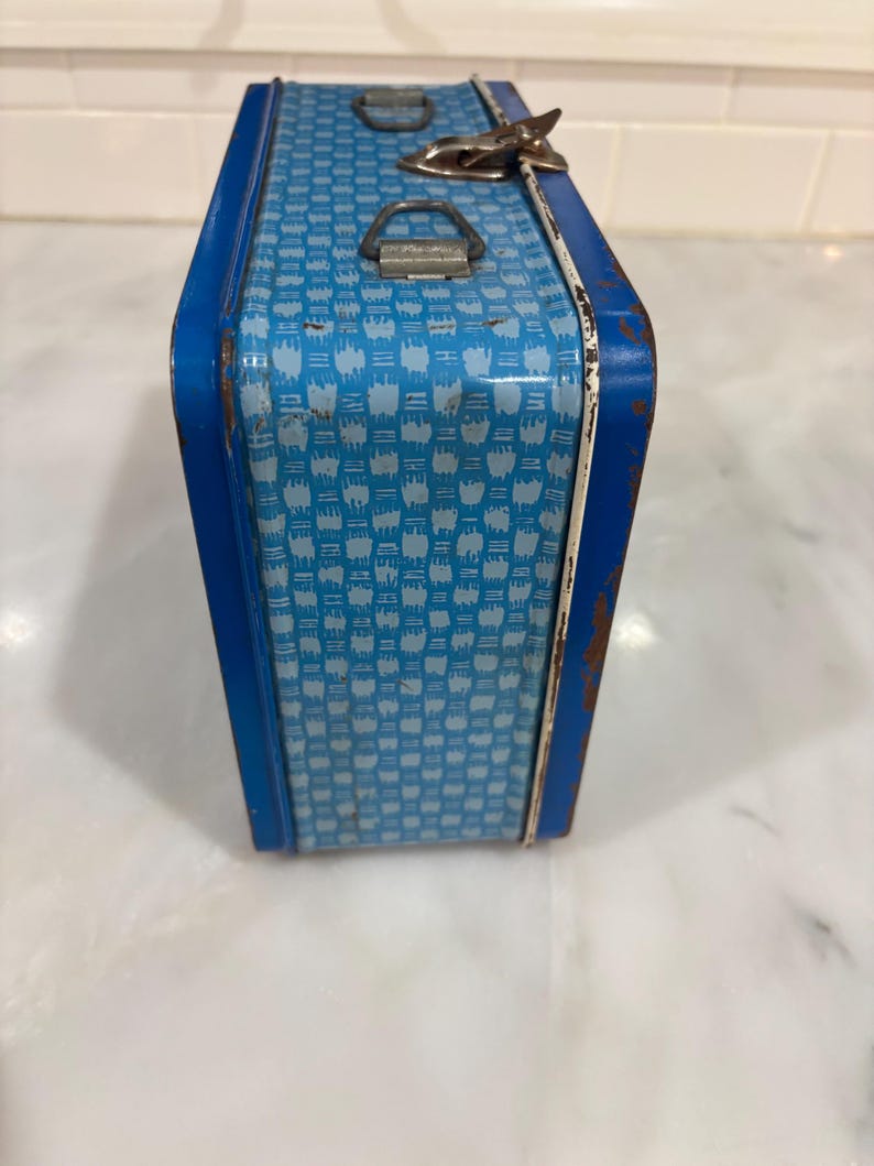 Vintage Metal Lunch Box 1968 Ohio Art Blue Basketweave - Etsy