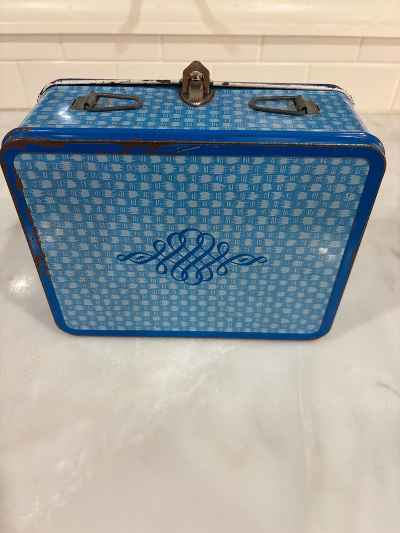 Vintage Metal Lunch Box 1968 Ohio Art Blue Basketweave - Etsy