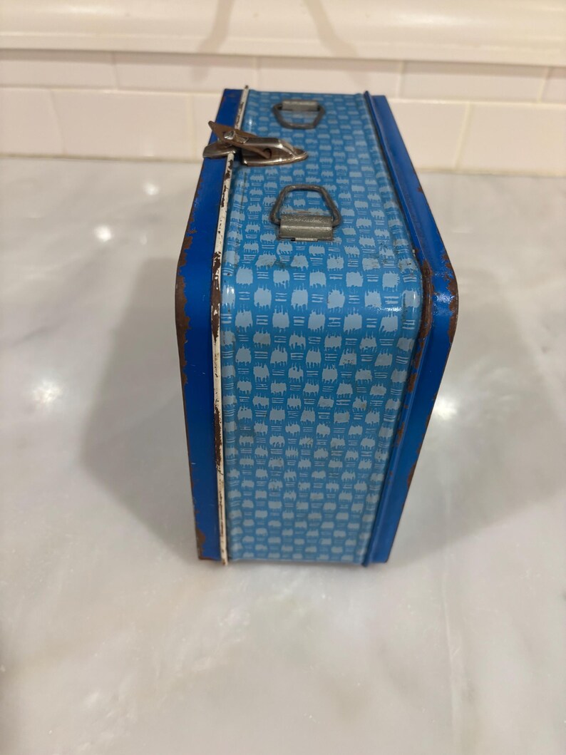 Vintage Metal Lunch Box 1968 Ohio Art Blue Basketweave - Etsy