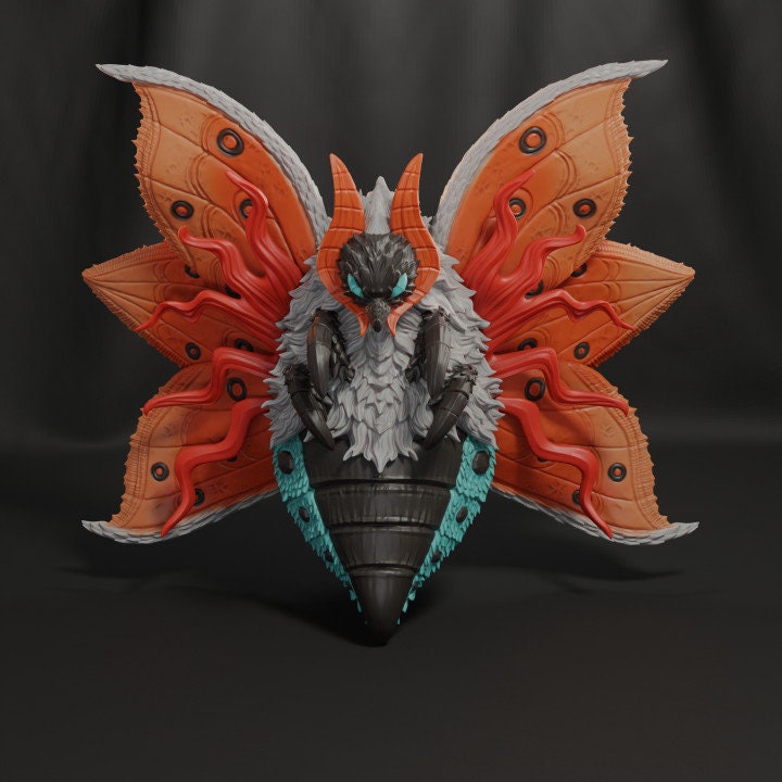 Kaijumon Fire Moth 3d Printed Miniature - Etsy