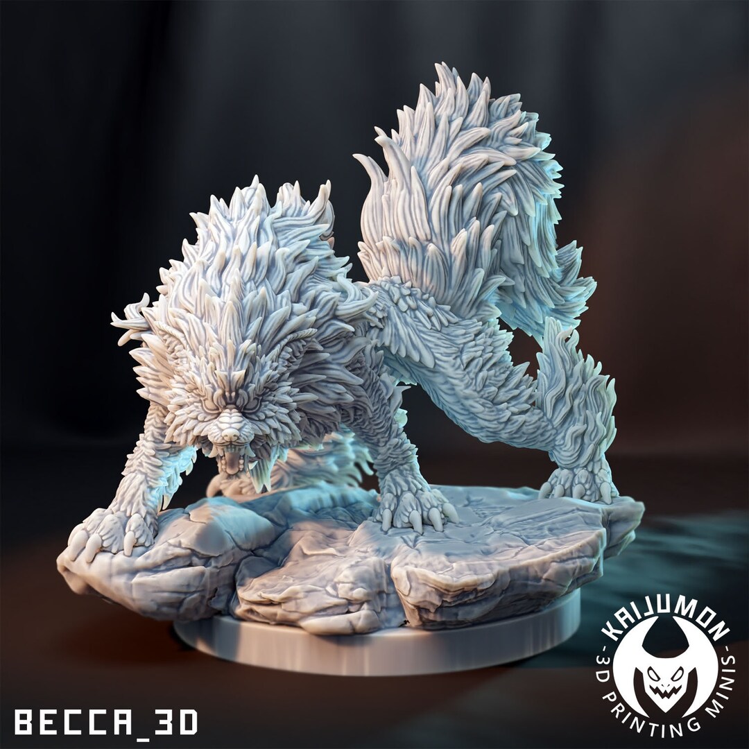Kaijumon Arcane Fire Dog 3d Printed Miniature - Etsy