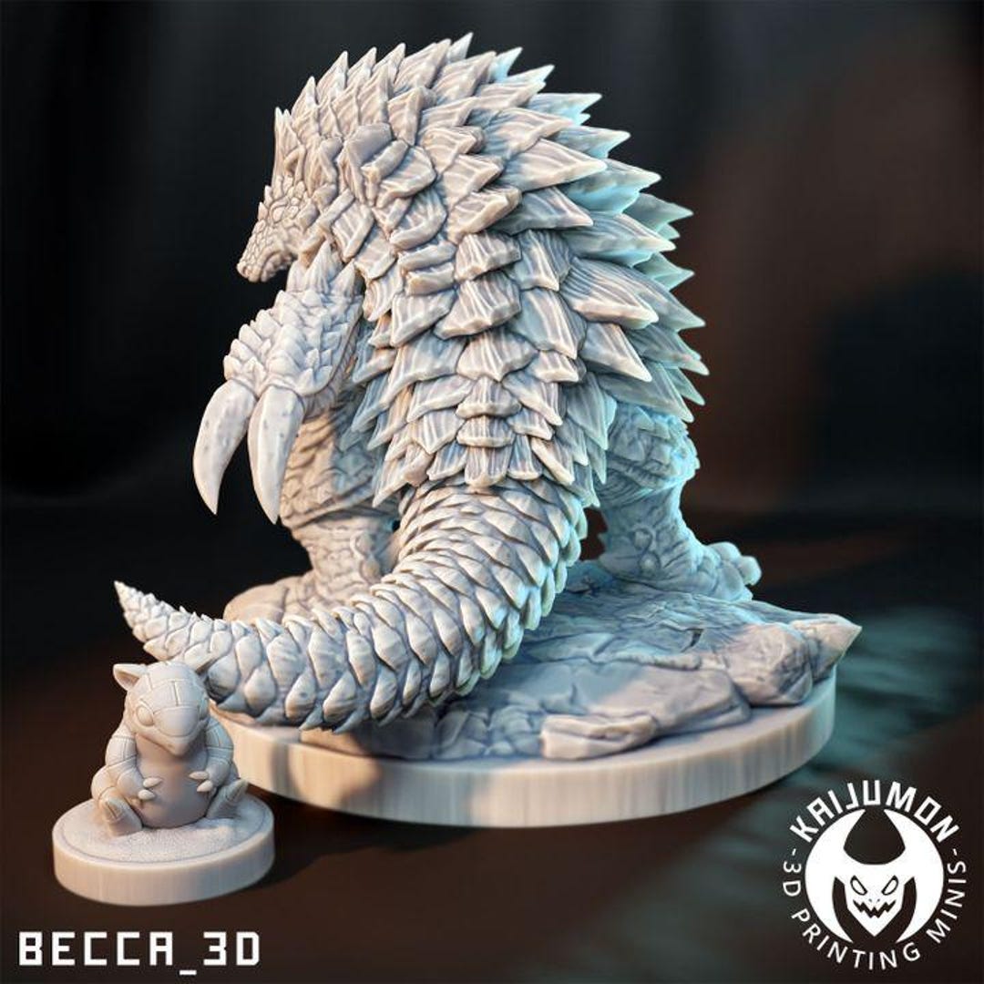 Kaijumon Pangolin 3d Printed Miniature - Etsy