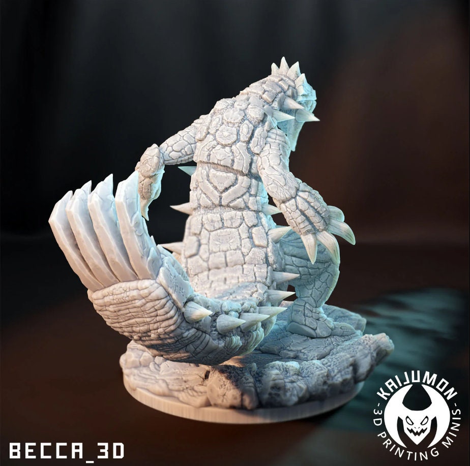 Kaijumon Legendary Molten Dino God 3d Printed Miniature - Etsy