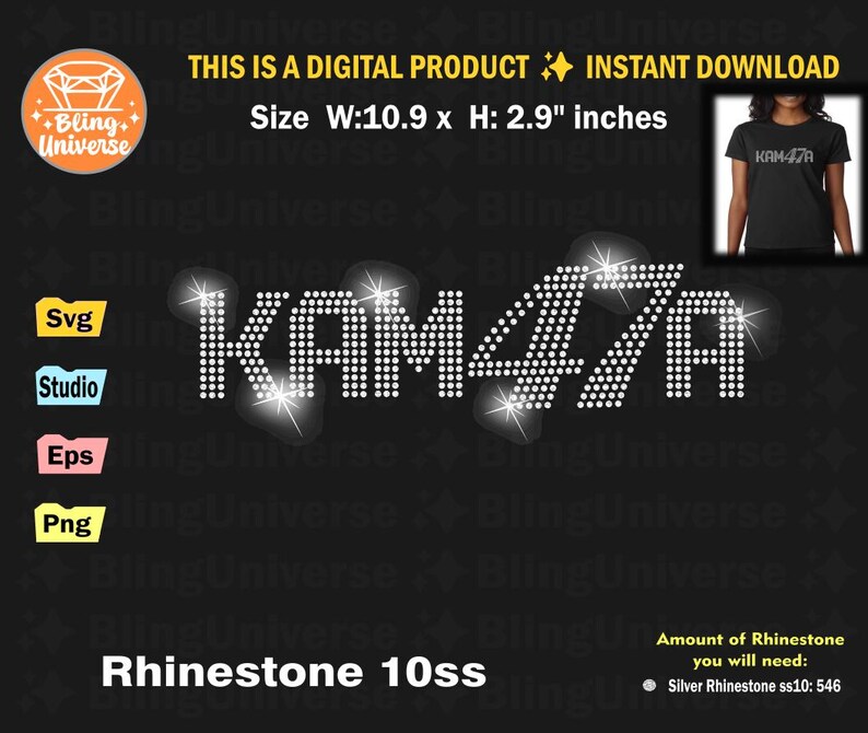 KAM47A Svg Rhinestone Template, 2024 Madam President Rhinestone ...