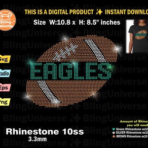 Eagles Rhinestone Template Svg, Football Fan Rhinestone Svg for Cricut ...