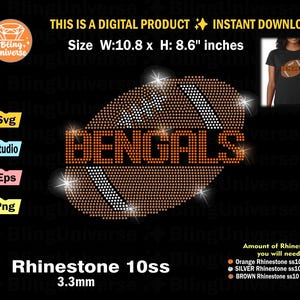 Bengals Rhinestone Template Svg, Football Fan Rhinestone Svg for Cricut ...