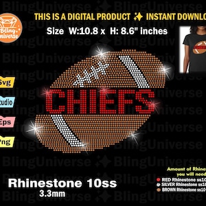 Chiefs Rhinestone Template Svg, Football Fan Rhinestone Svg for Cricut ...