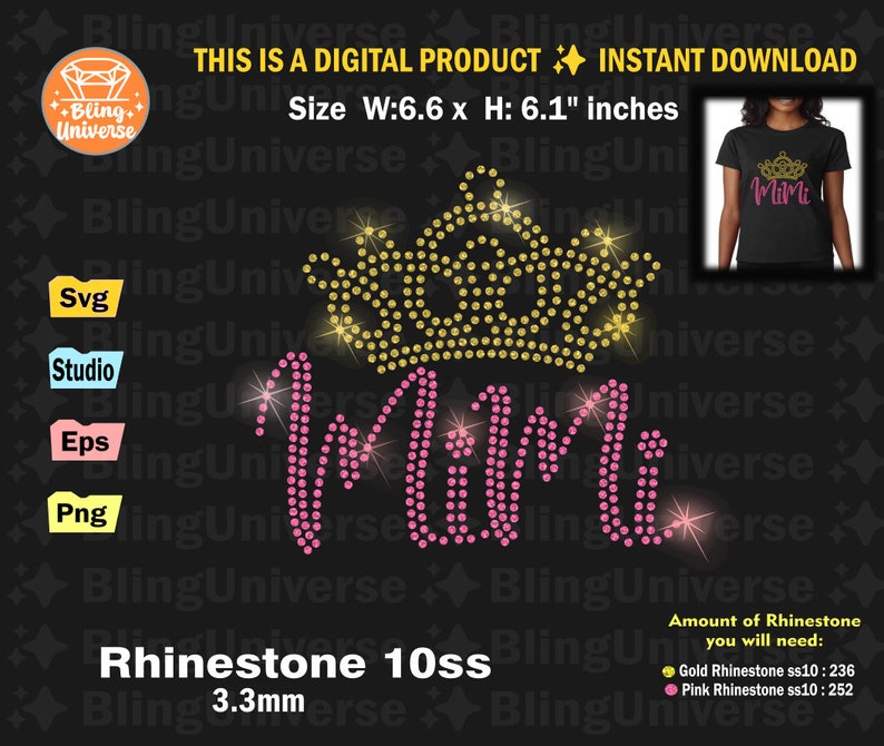 Mimi Rhinestone Template Svg for Cricut, Cameo, Cut File Instant ...