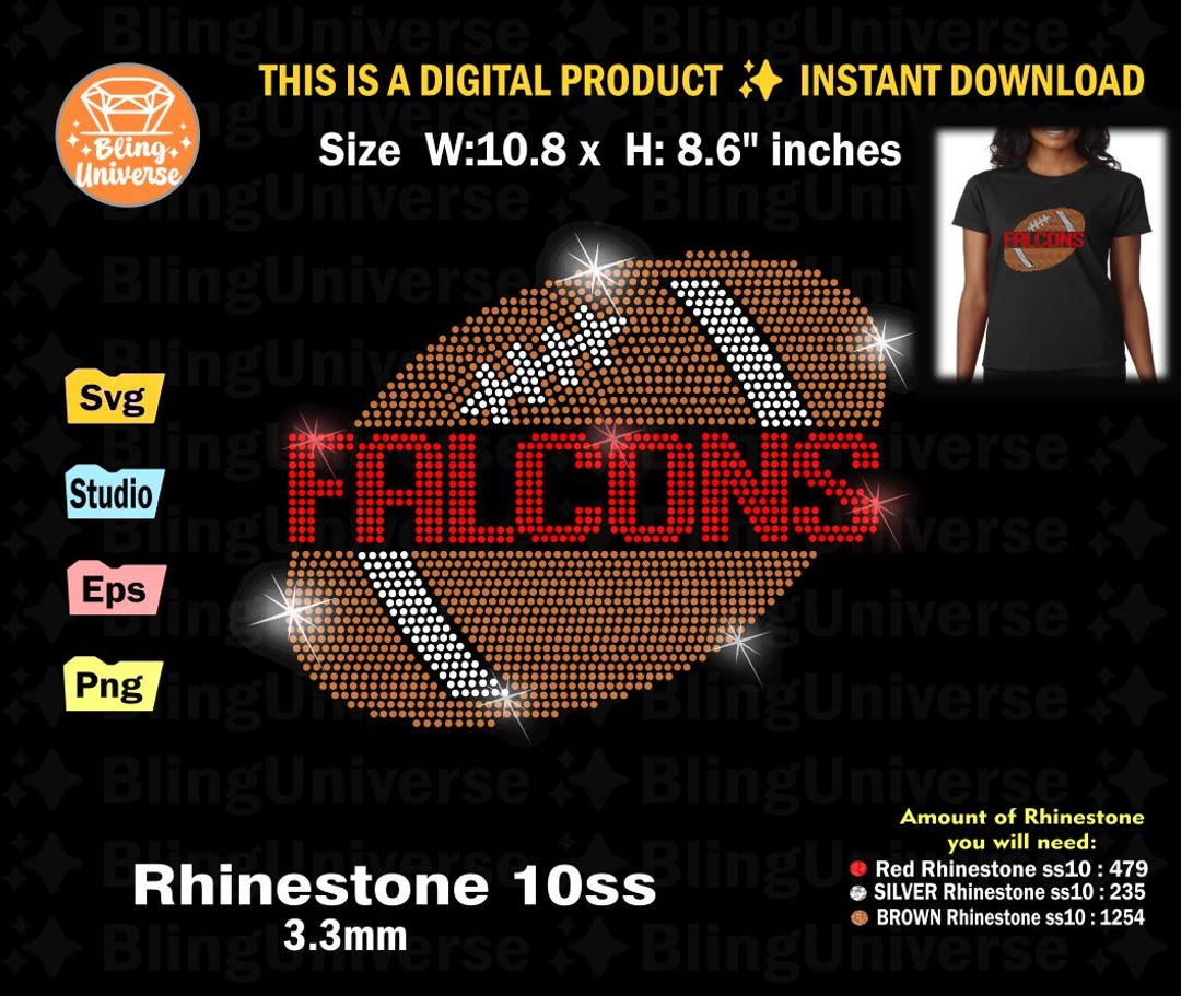 Falcons Rhinestone Template Svg, Football Fan Rhinestone Svg for Cricut ...