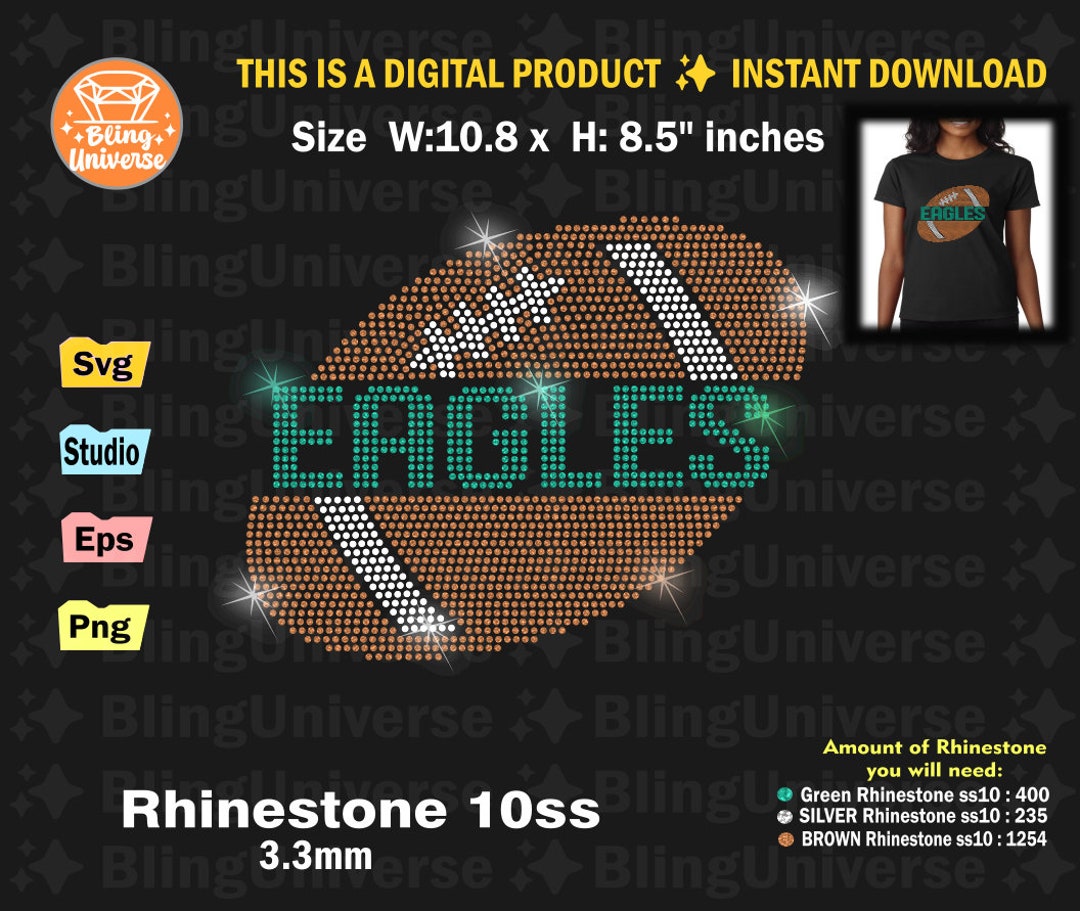 Eagles Rhinestone Template Svg, Football Fan Rhinestone Svg for Cricut ...