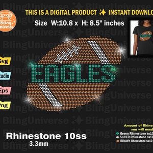Eagles Rhinestone Template Svg, Football Fan Rhinestone Svg for Cricut ...