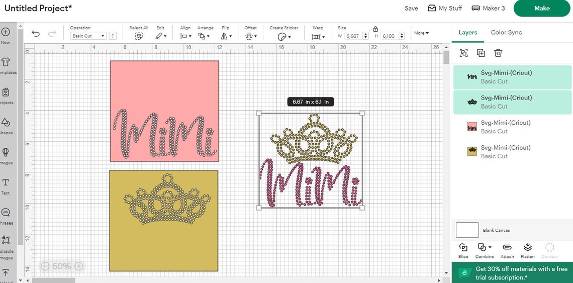 Mimi Rhinestone Template Svg for Cricut, Cameo, Cut File Instant ...