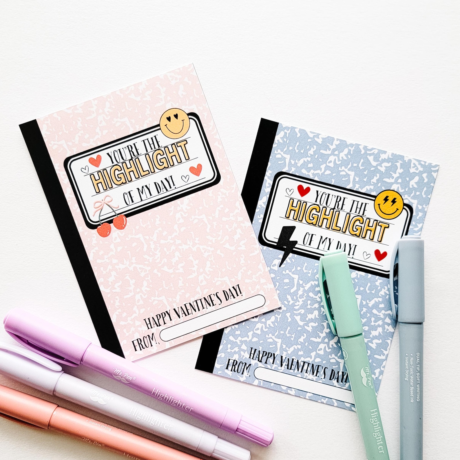 Highlighter Valentine Printable, Highlighter Valentine Cards, Tween ...