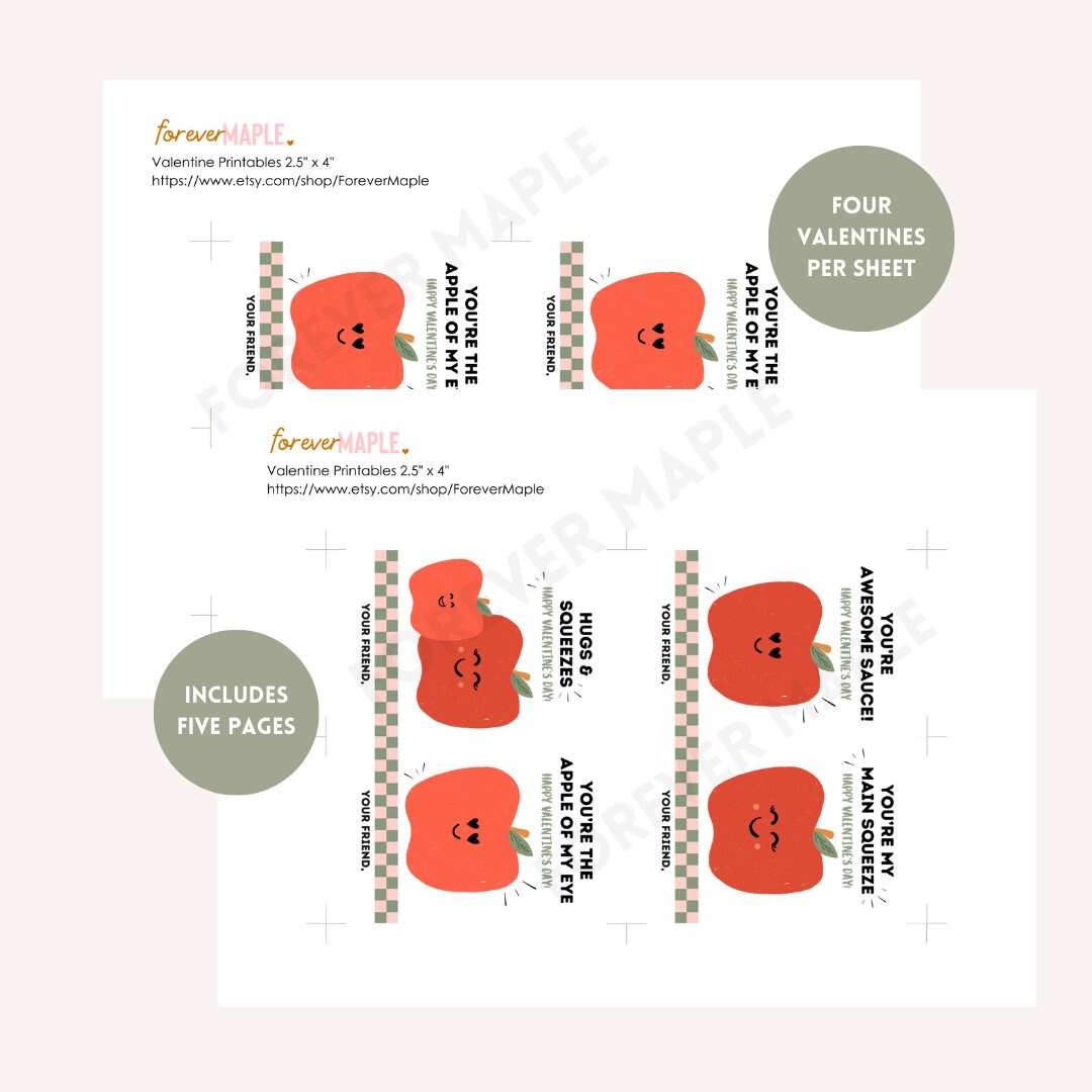 Applesauce Pouch Valentine, Apple of My Eye, Awesome Sauce, Hugs ...