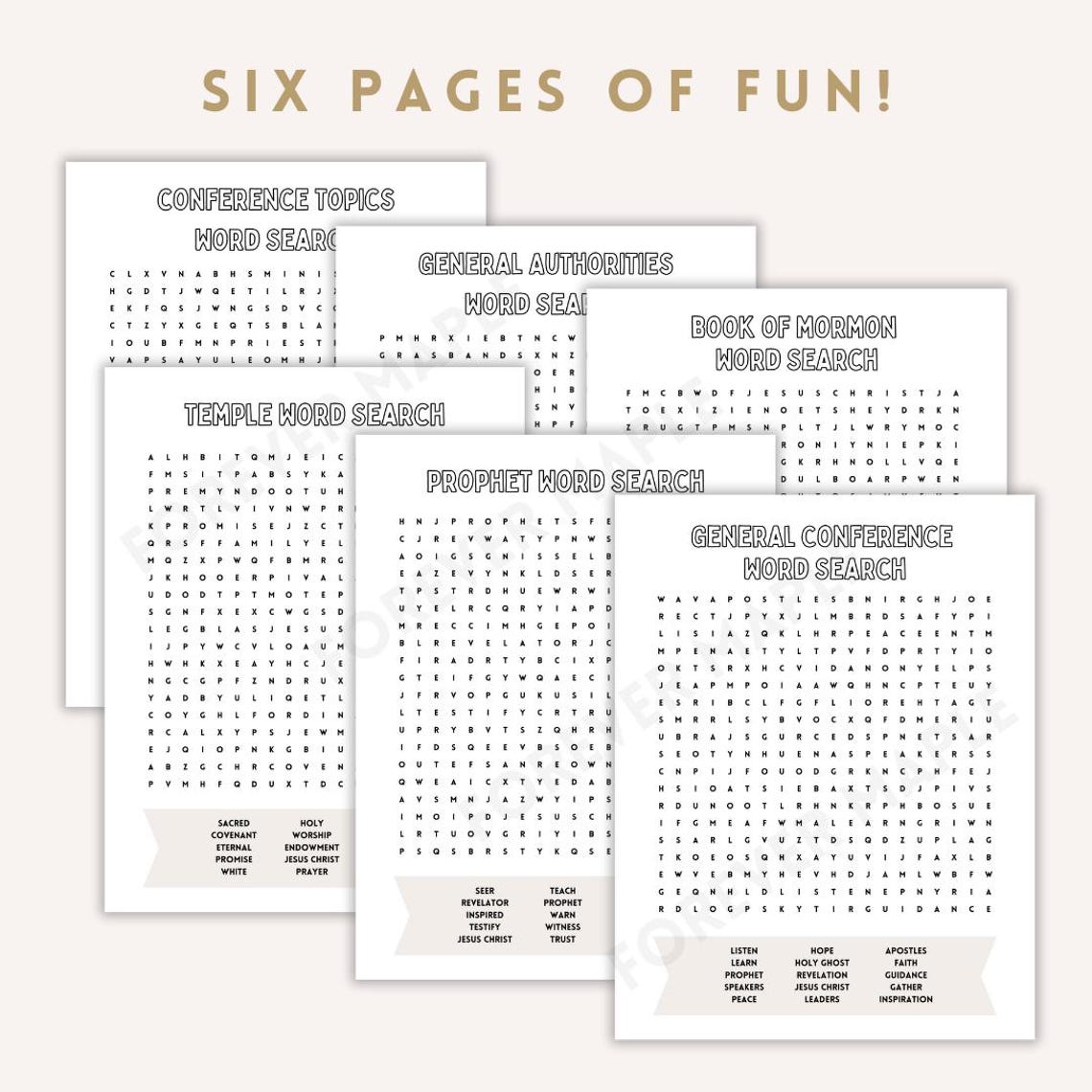 General Conference Word Search, LDS Conference Activities, LDS ...