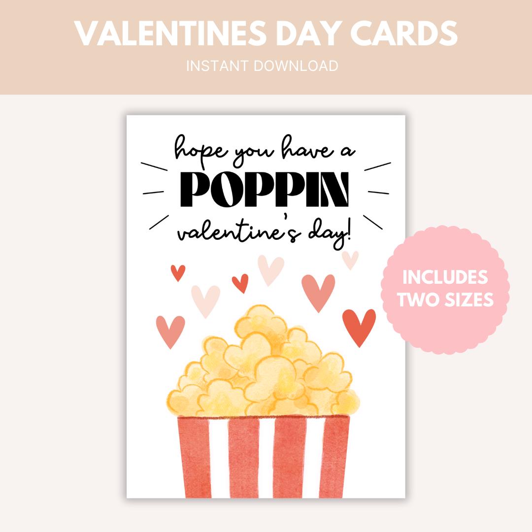 Printable Popcorn Valentines Day Card, Have a Poppin Day, Teacher ...