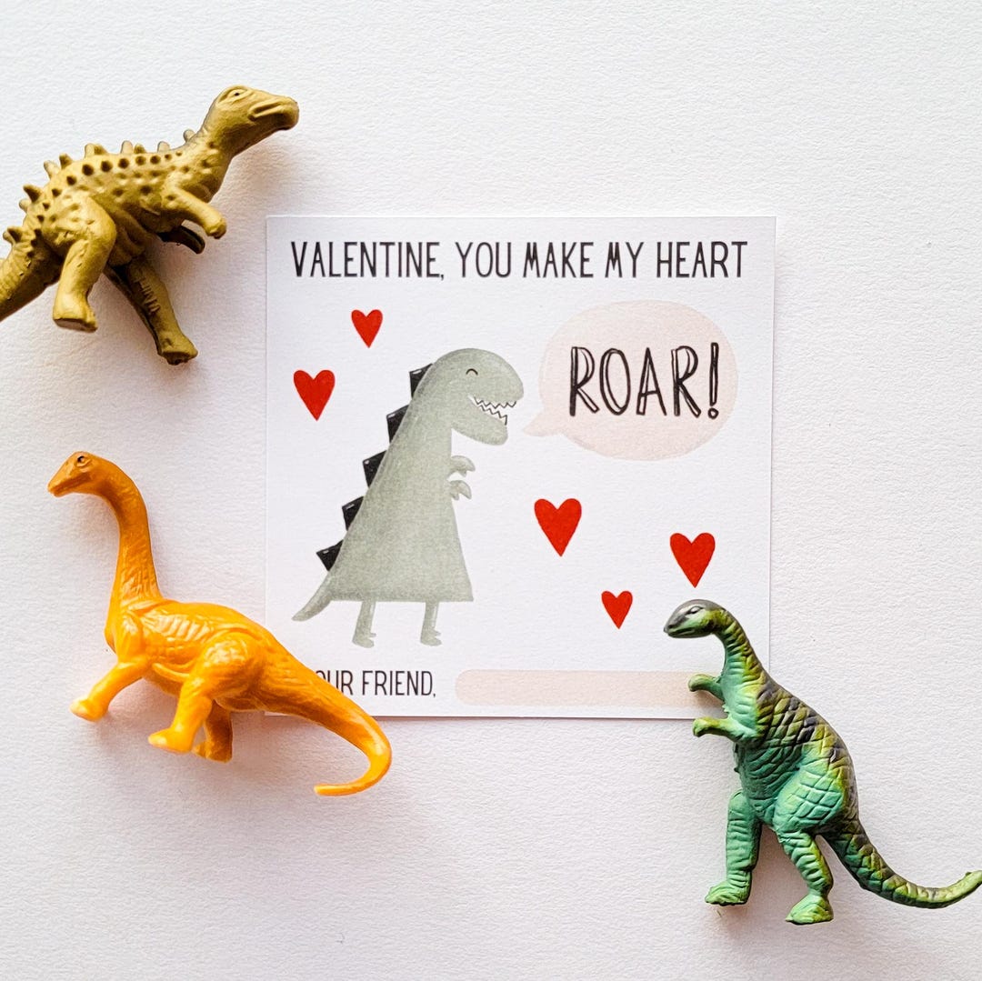 Dinosaur Valentine, Dino Valentine Cards, Non-candy Classroom ...