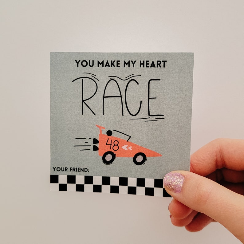 PRINTABLE Car Valentine Cards, You Make My Heart Race Valentine ...