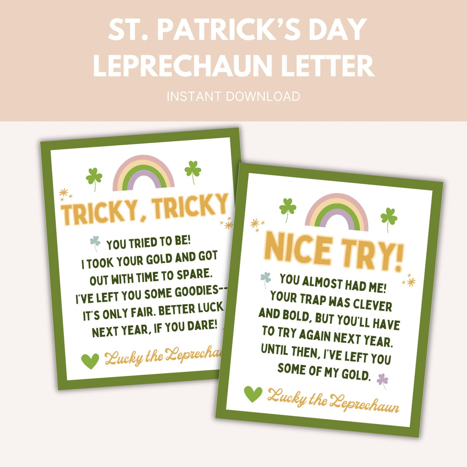 Leprechaun Trap Letter, Printable Note From Leprechaun, St. Patrick's ...