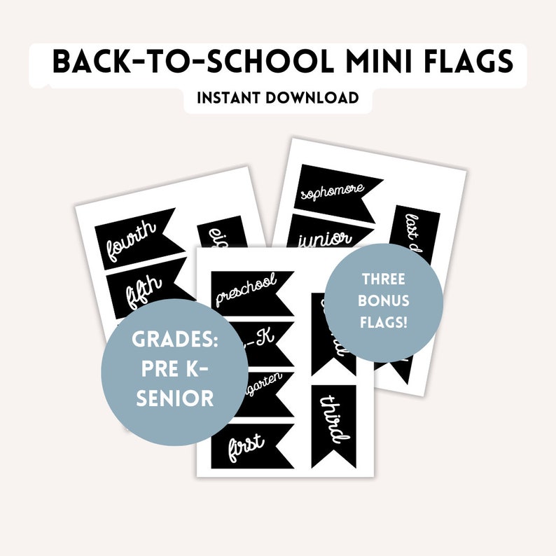 First Day of School Mini Flag, Back to School Mini Flag, School Grade ...