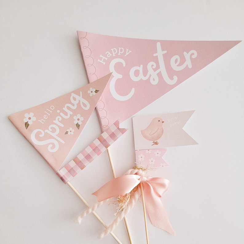 Easter Pennant Flags, Spring PRINTABLE Flags, Easter Decorations, Happy ...