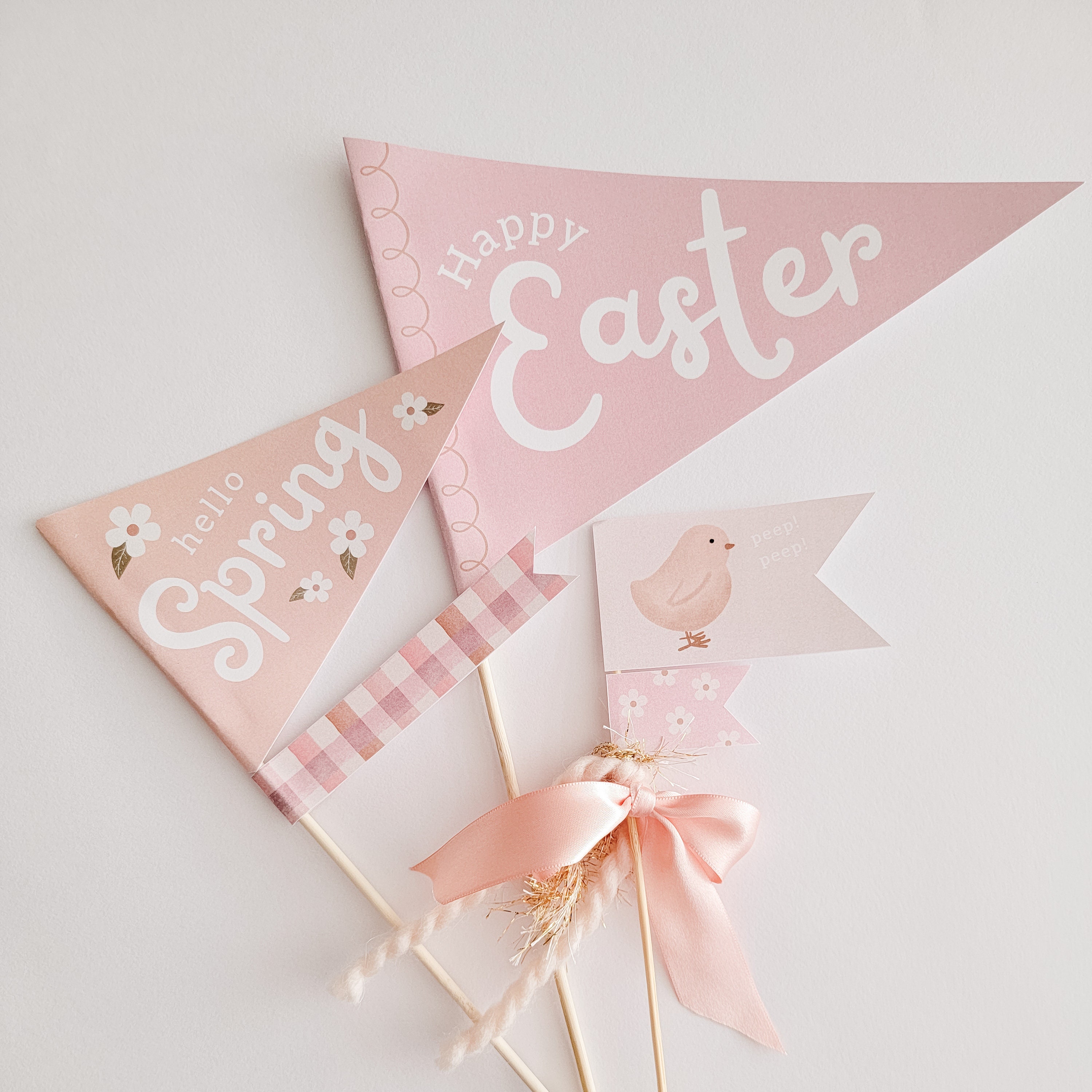 Easter Pennant Flags, Spring PRINTABLE Flags, Easter Decorations, Happy ...
