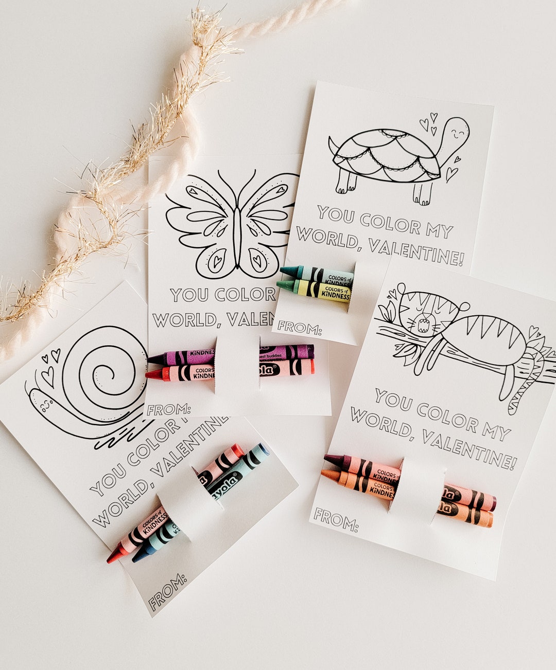 Crayon Coloring Valentine Cards, Printable, Kids Crayon Valentines ...