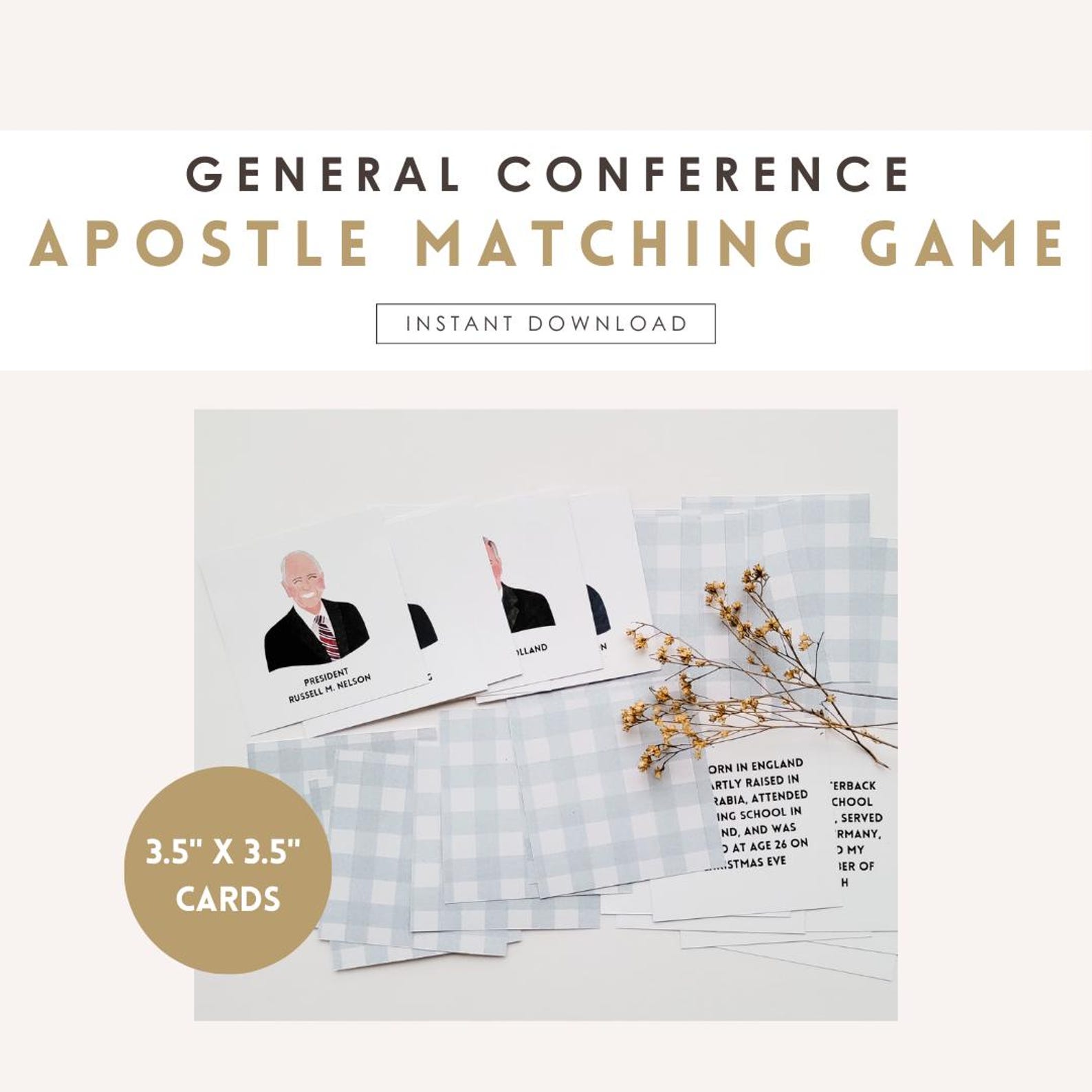 Prophet Apostle Matching Game, LDS General Authorities Matching ...