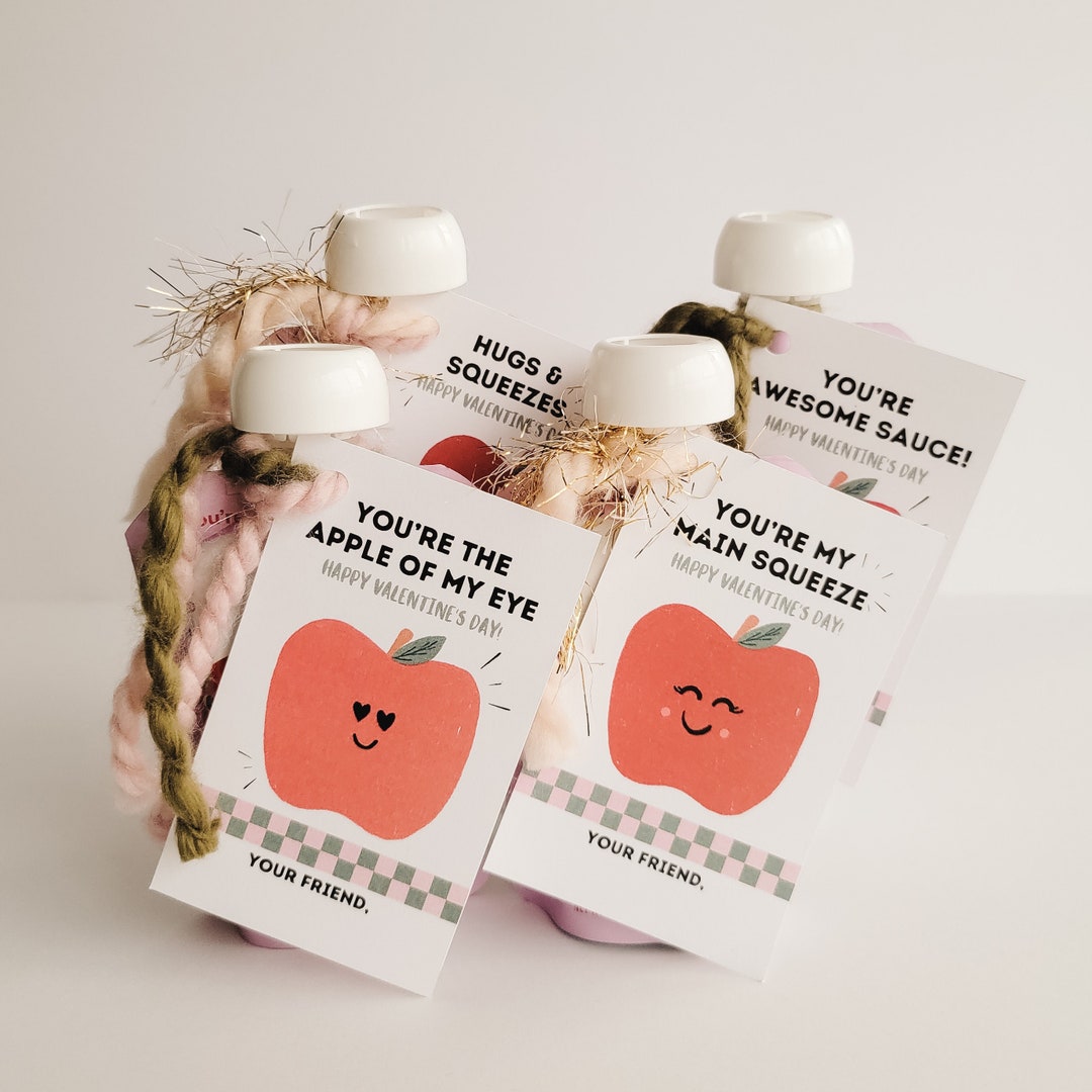 Applesauce Pouch Valentine, Apple of My Eye, Awesome Sauce, Hugs ...