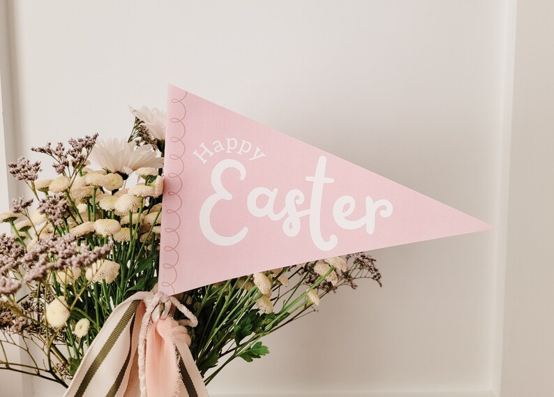 Easter Pennant Flags, Spring PRINTABLE Flags, Easter Decorations, Happy ...