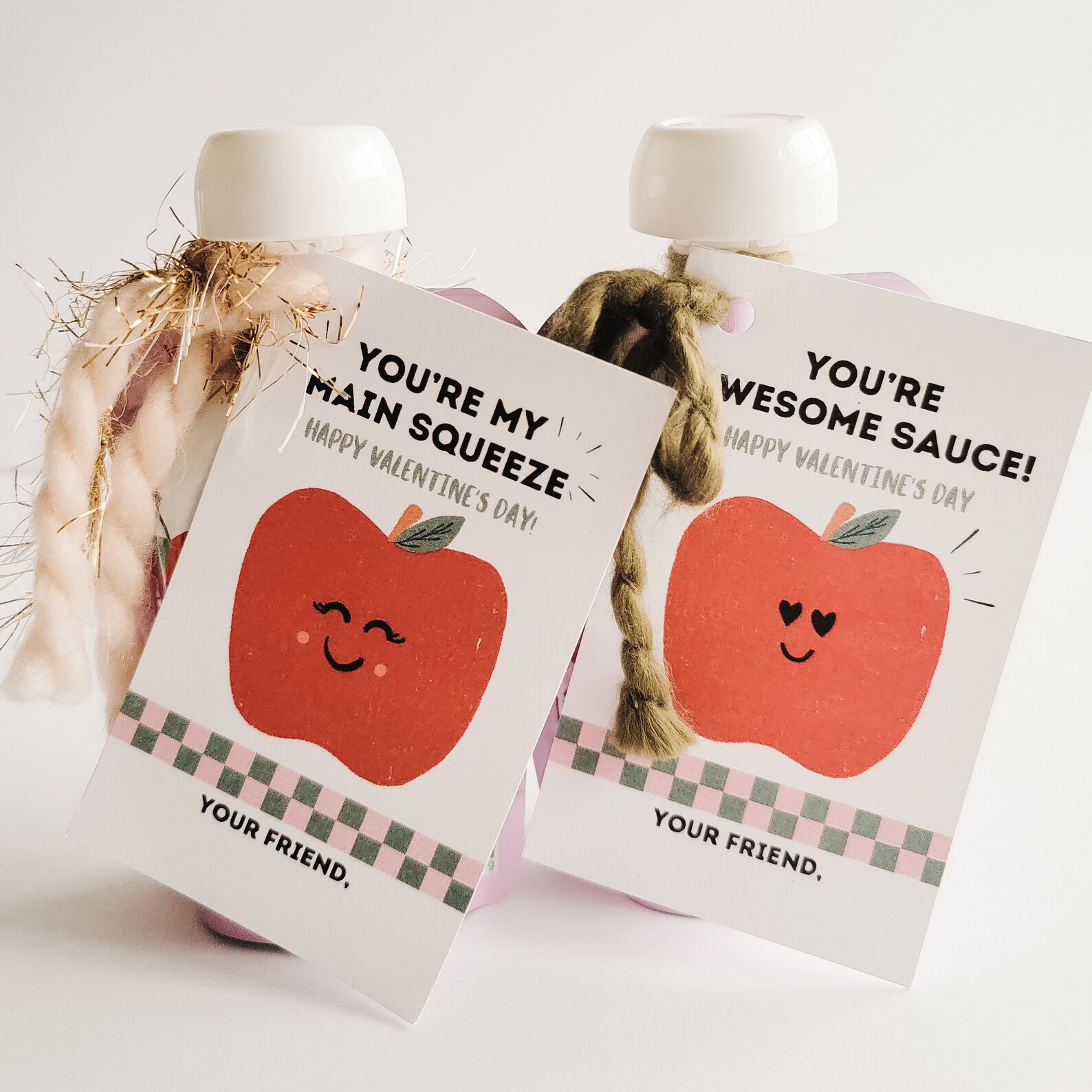 Applesauce Pouch Valentine Tag, Apple of My Eye, Awesome Sauce, Hugs ...