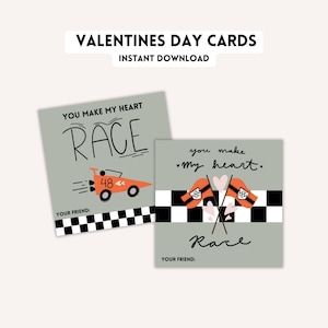 PRINTABLE Car Valentine Cards, You Make My Heart Race Valentine ...