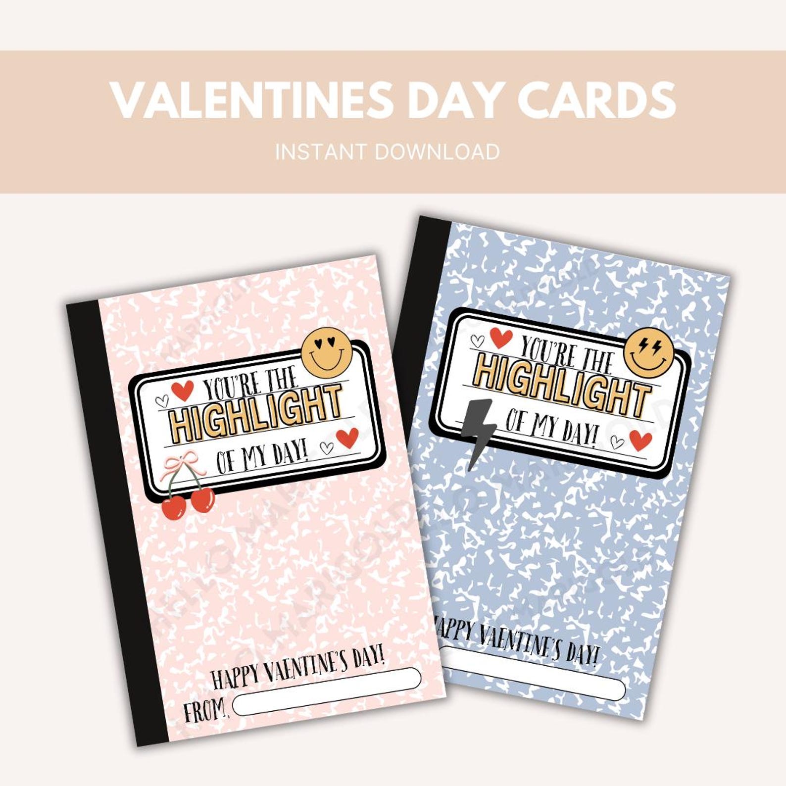 Highlighter Valentine Printable, Highlighter Valentine Cards, Tween ...