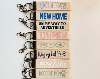 Daisy Custom Canvas Wrist Keychain Lanyard Custom Lanyard Key Fob ...