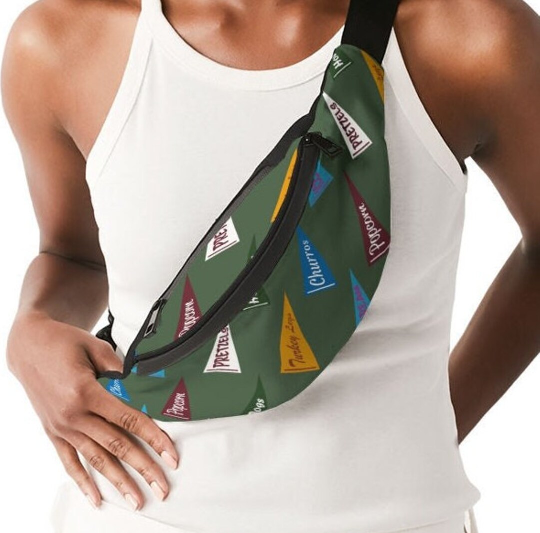 Theme Park Snack Pennant sage Green Crossbody Sling Bag, Collegiate ...