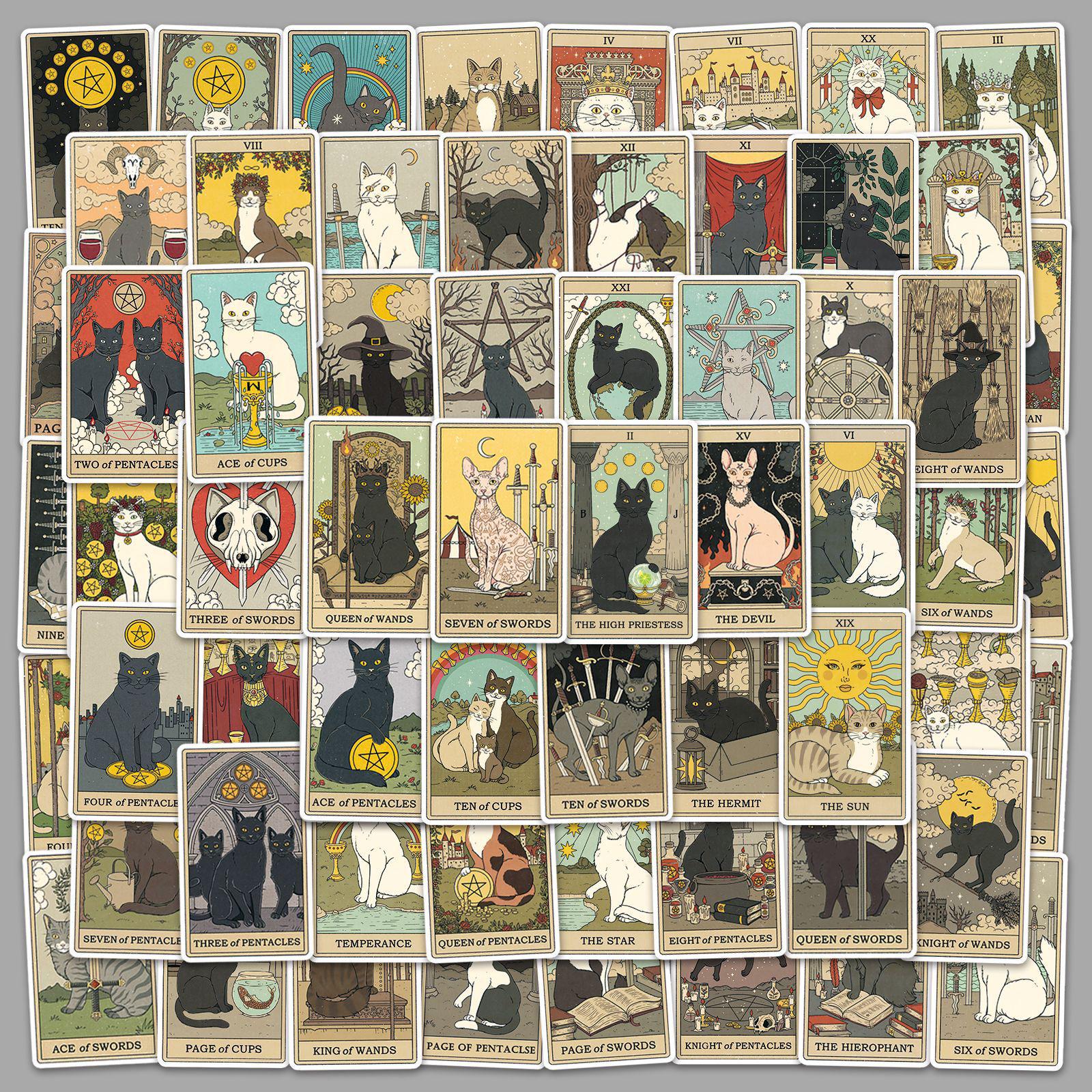 Cat Tarot Card Stickers: 78 Waterproof Feline Decals - Etsy