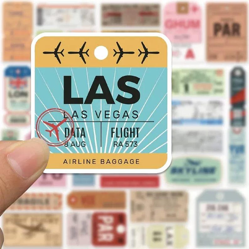 Airline Boarding Pass Stickers: Travel Luggage Decals, 40 Pieces - Etsy